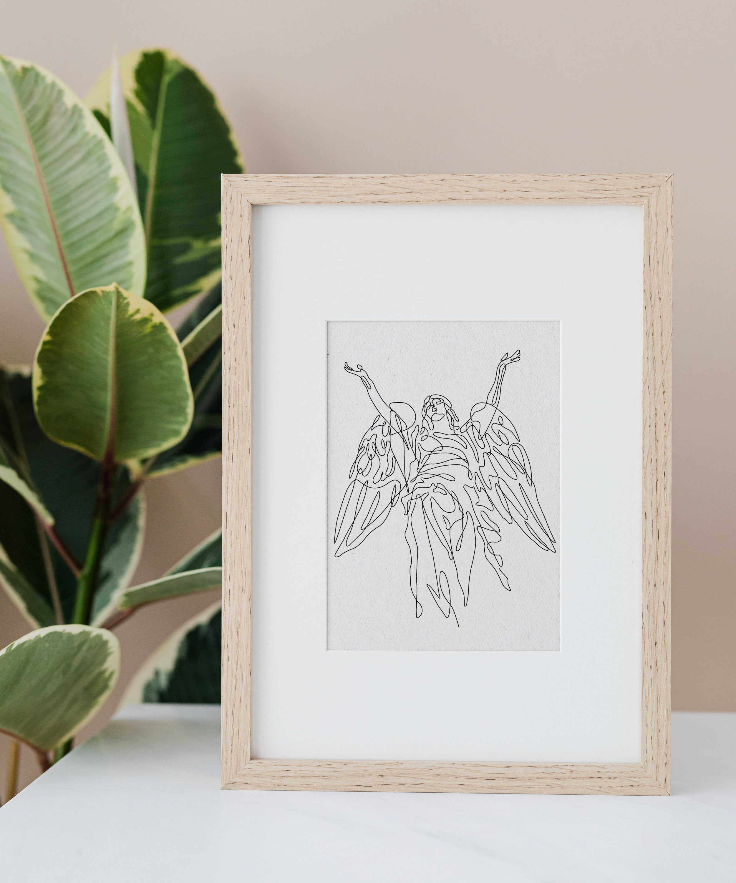 One Line Drawing Angel | Minimal Line Art | Aesthetic Oneline - Etsy