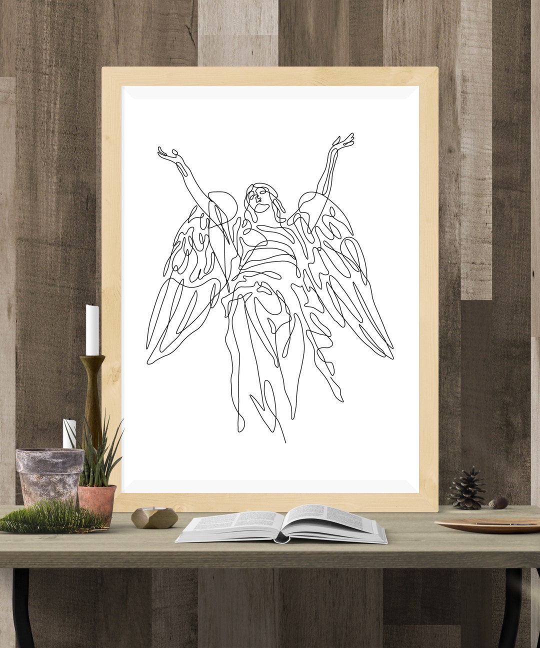 One Line Drawing Angel | Minimal Line Art | Aesthetic Oneline - Etsy