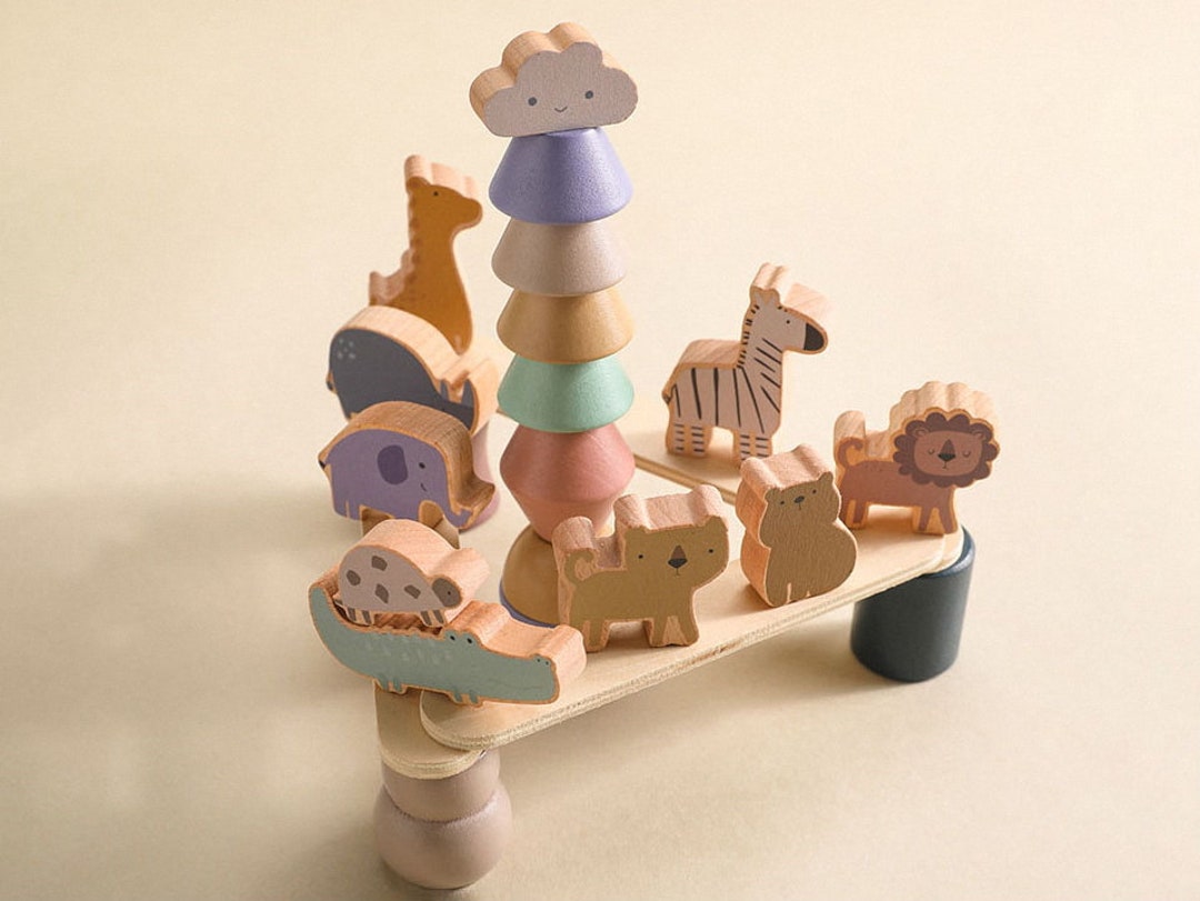 Solid Wood Stacking Wooden Toys Wooden Animal Stacking - Etsy