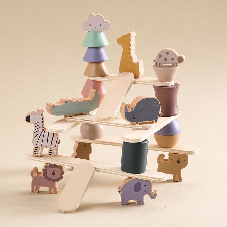 Solid Wood Stacking Wooden Toys Wooden Animal Stacking - Etsy