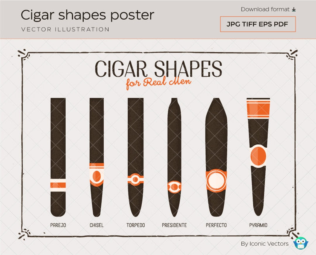 Printable Cigar Shapes Poster. Digital Product. Vector Illustration. - Etsy