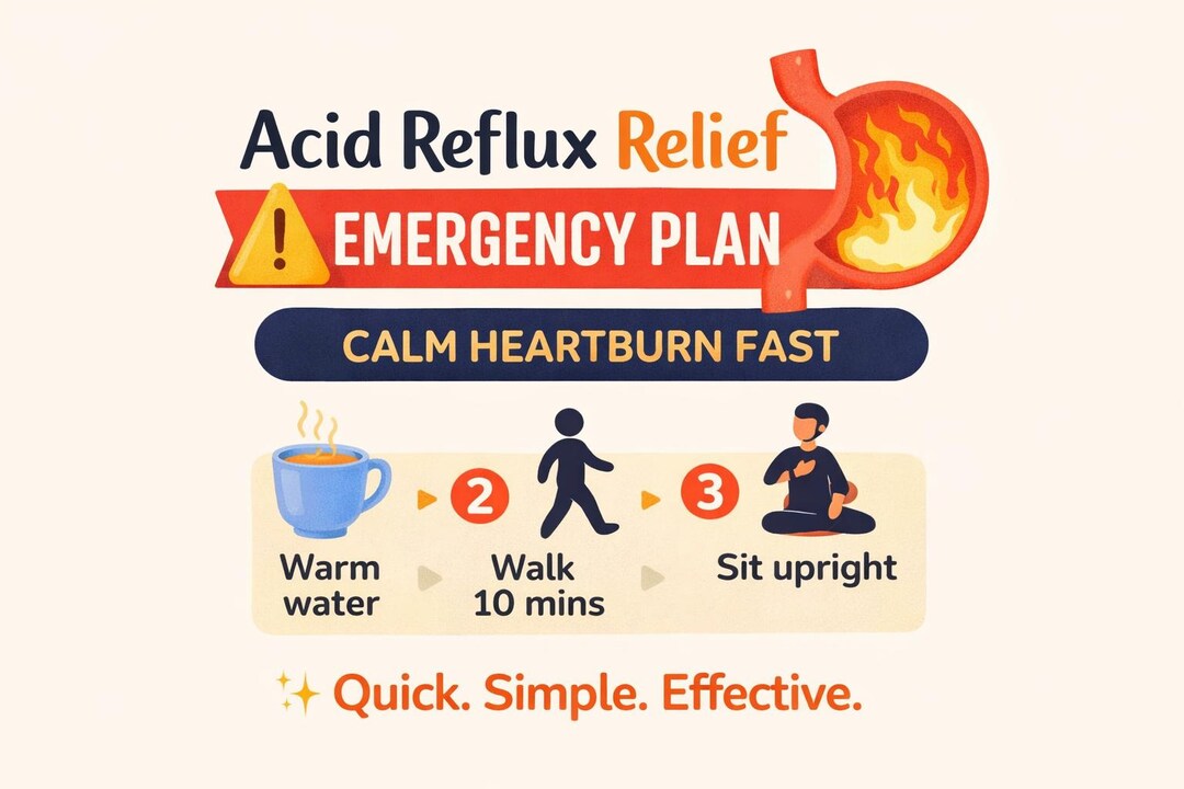 Acid Reflux Relief Printable | GERD Emergency Plan | Heartburn Quick ...