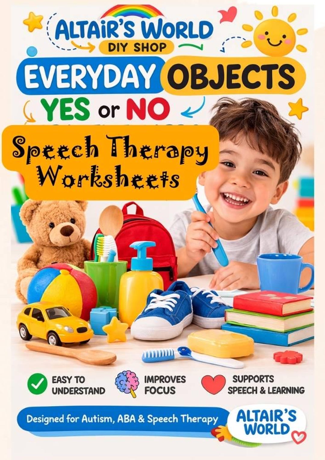 Yes No Speech Therapy Worksheets | Everyday Objects Printable – Autism ...