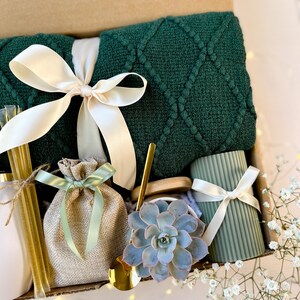 Self Care Gift Box: Throw Blanket, Succulent, Personalized Tumbler - Etsy