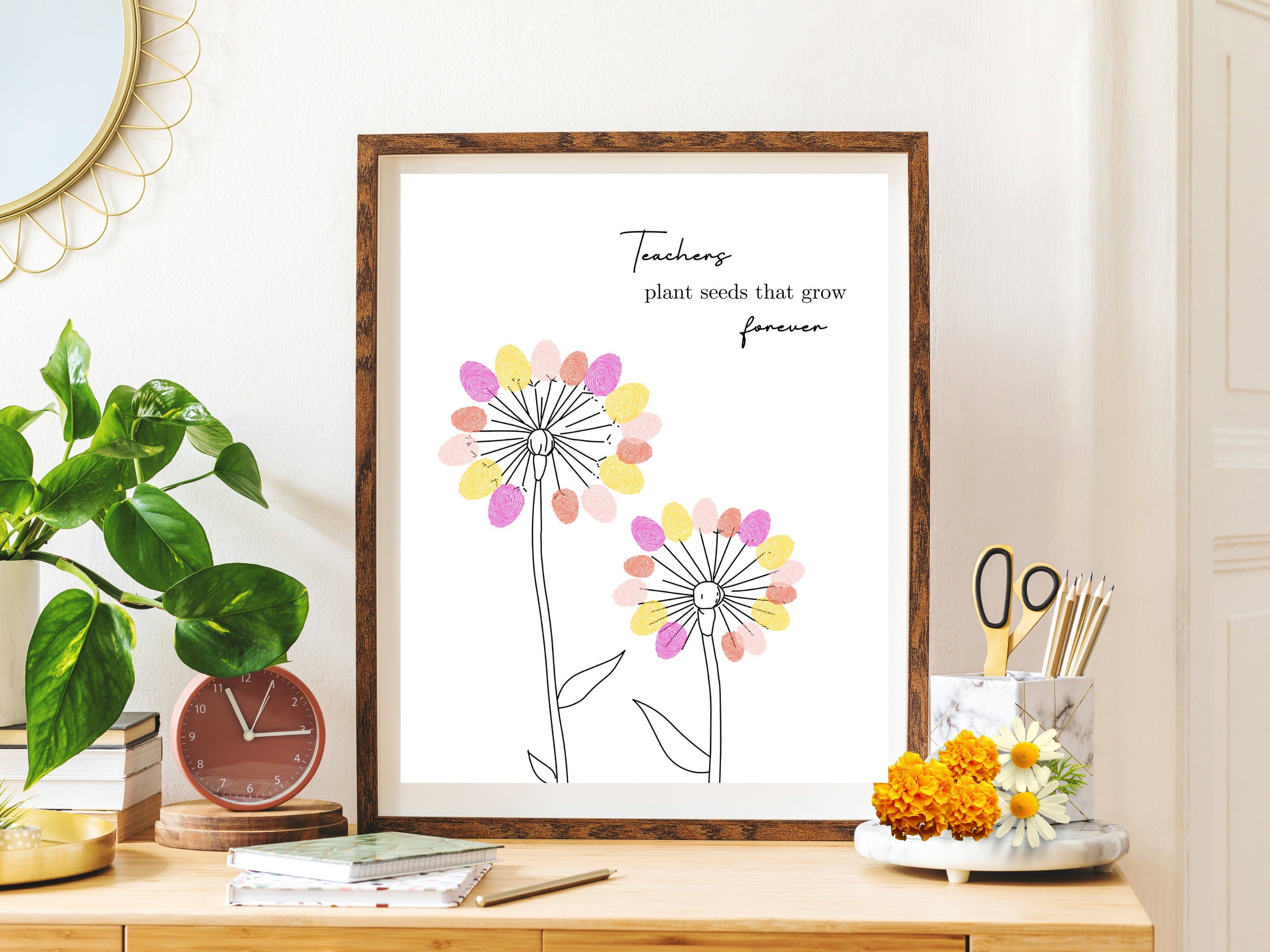 Dandelion Handprint Art for Teacher, Appreciation Gifts, Fingerprint ...