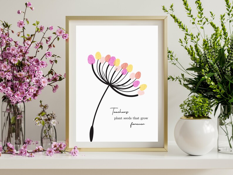 Dandelion Handprint Art for Teacher, Appreciation Gifts, Fingerprint ...