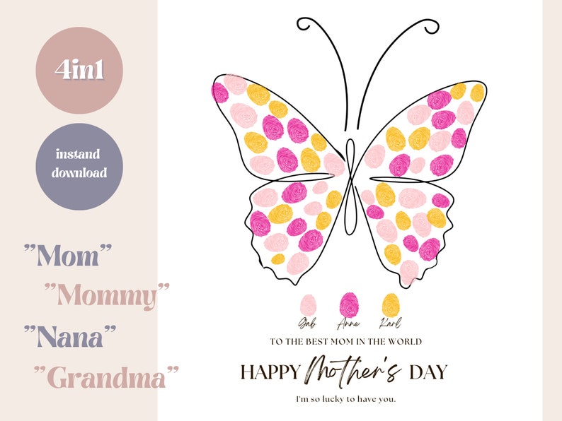 Handprint Art for Grandma, Mother's Day Fingerprint Art, Fingerprint ...