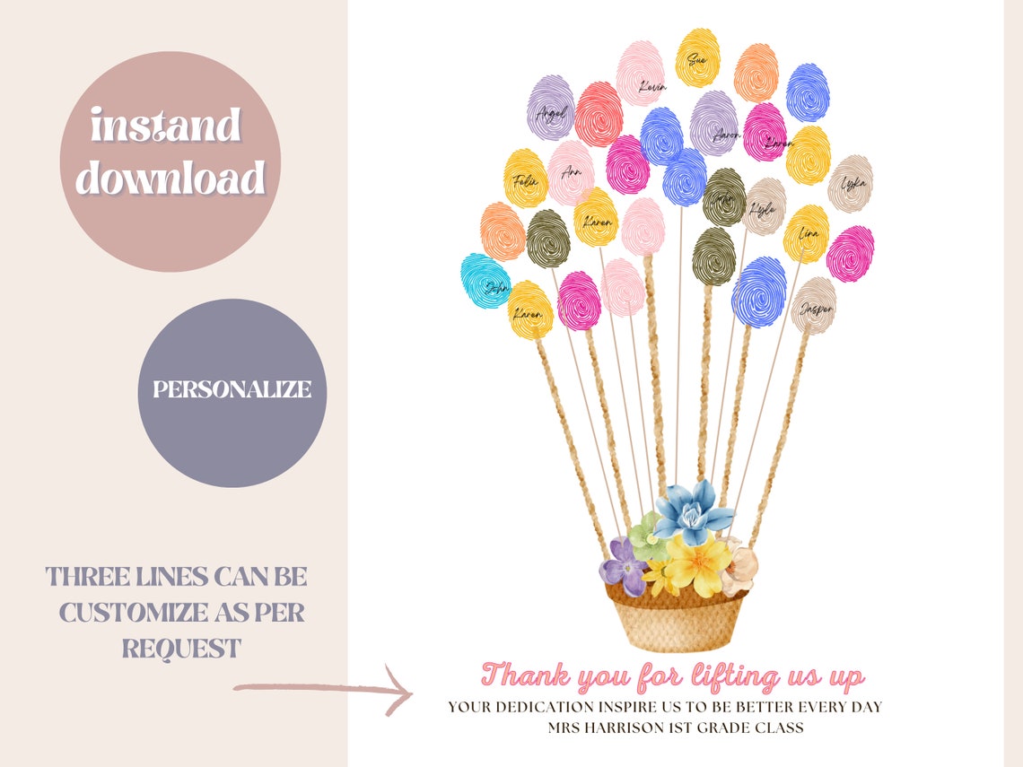 Handprint Art for Teacher, Appreciation Gifts, Fingerprint Art ...