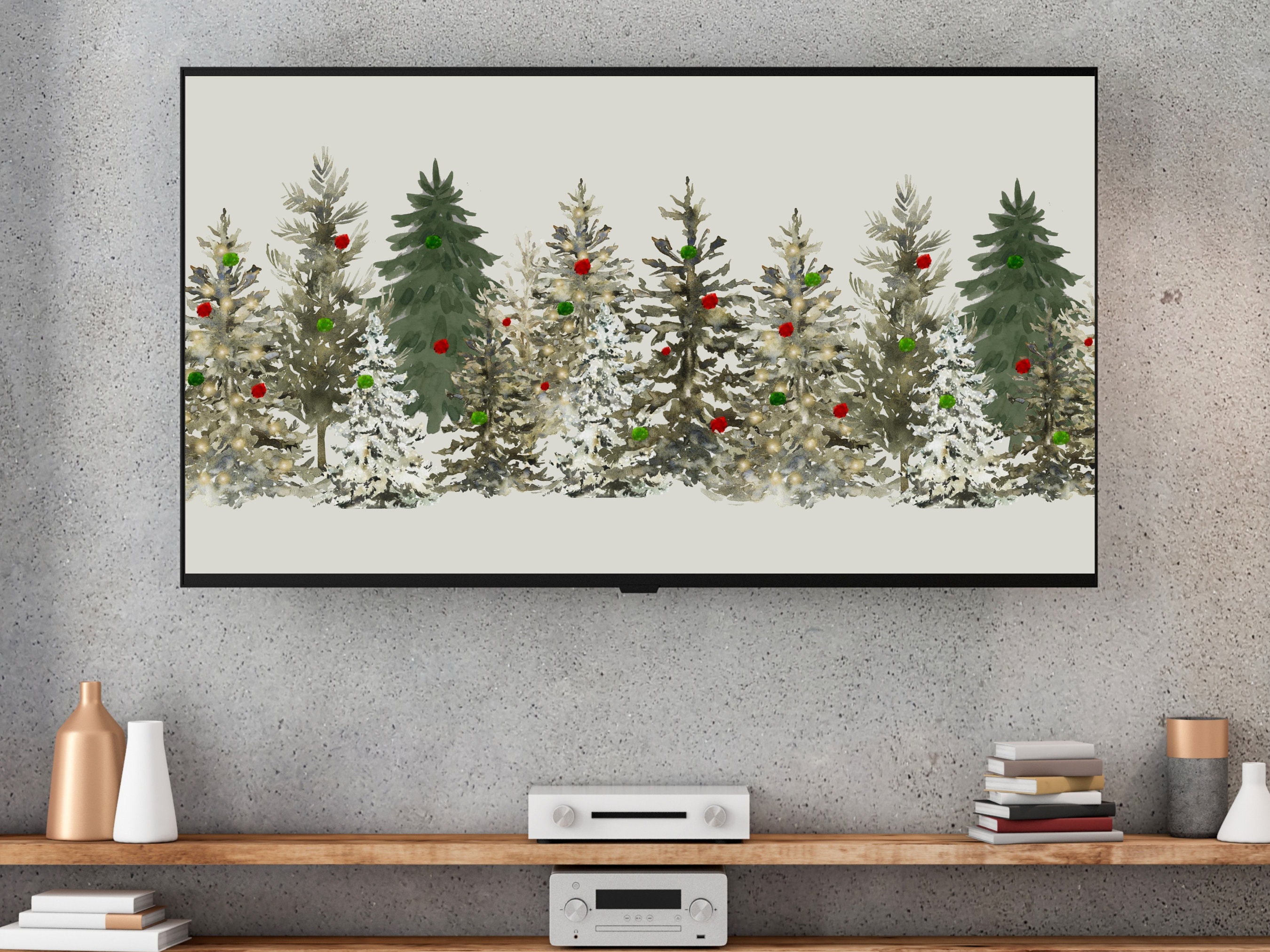 Samsung Frame TV Art Christmas pine Trees TV Frame Art Set - Etsy