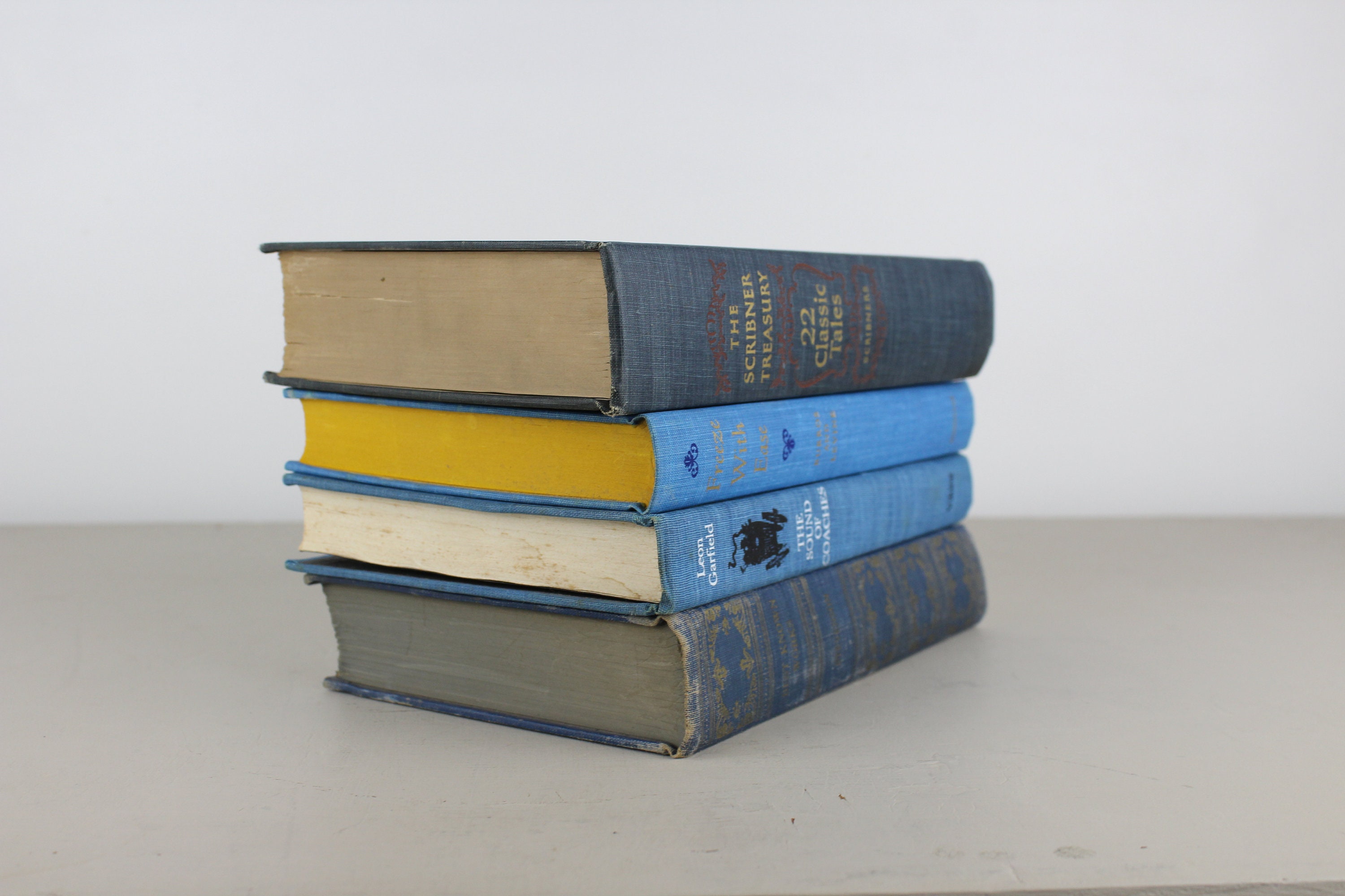 Blue Stack of 4 Vintage Staging Books Color Book Bundle Rainbow ...