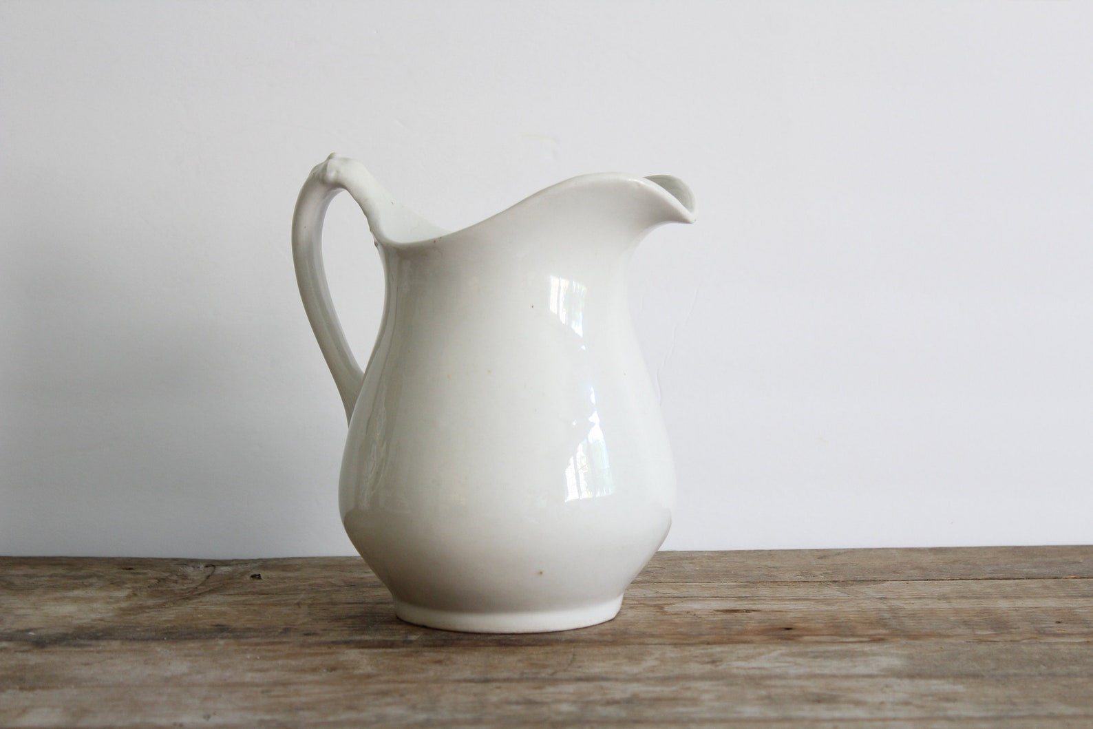 Warranted Ironstone White Pitcher Antique Aged - Etsy