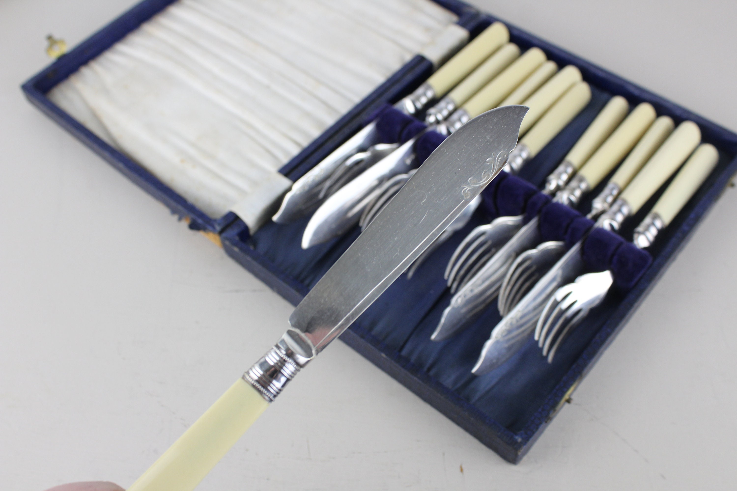 Hf&co Silverplate Fish Fork Knife Set Boxed 6 Sets Flatware Silverware ...