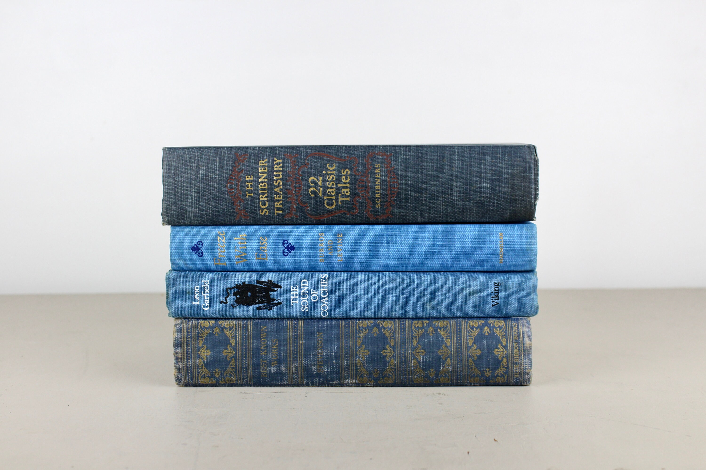 Blue Stack of 4 Vintage Staging Books Color Book Bundle Rainbow ...
