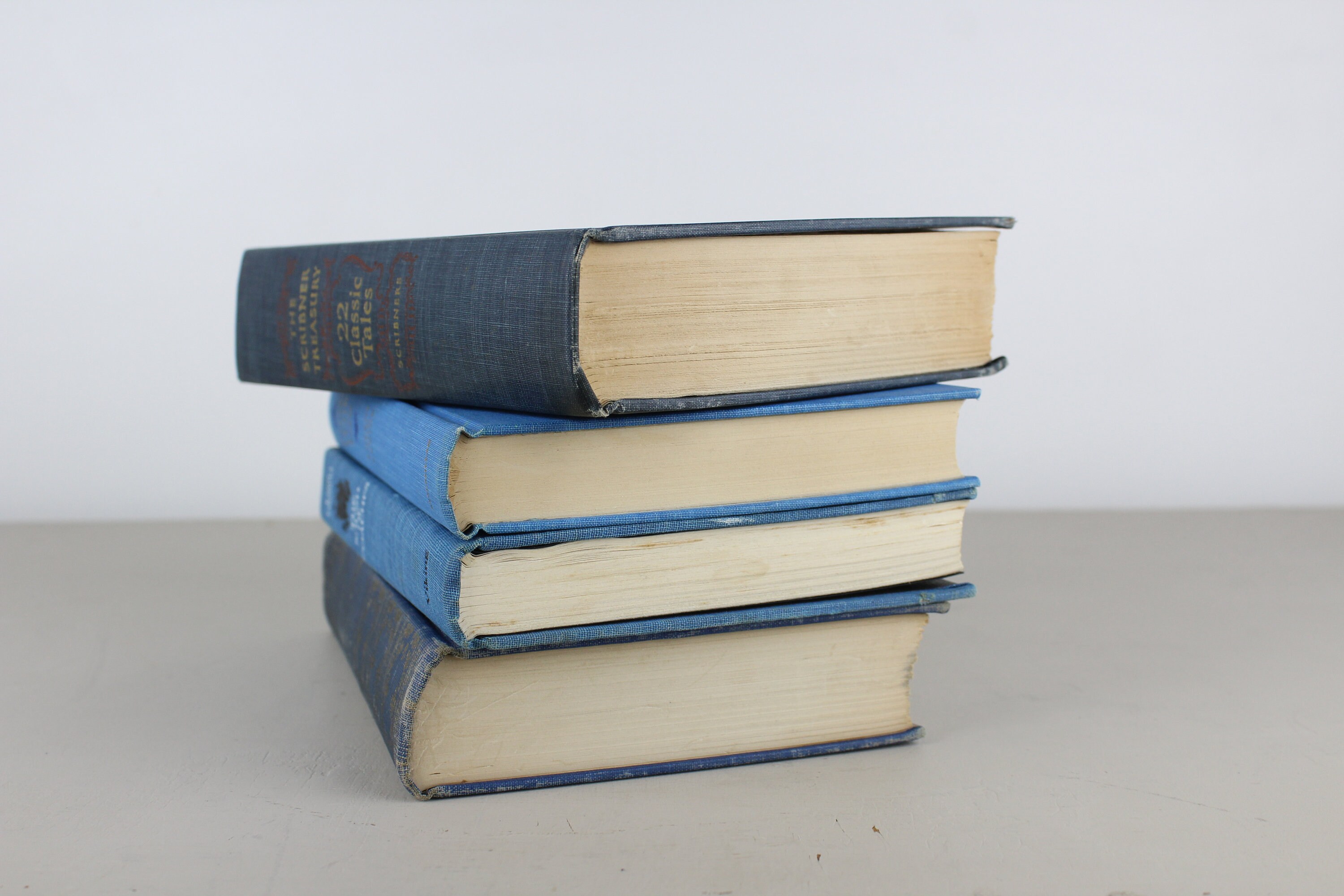 Blue Stack of 4 Vintage Staging Books Color Book Bundle Rainbow ...