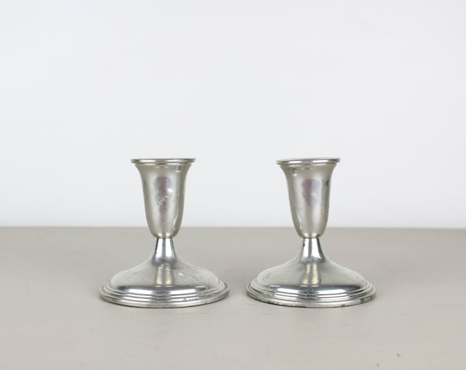 Empire Weighted Pewter Short Candle Sticks Set of 2 - Etsy