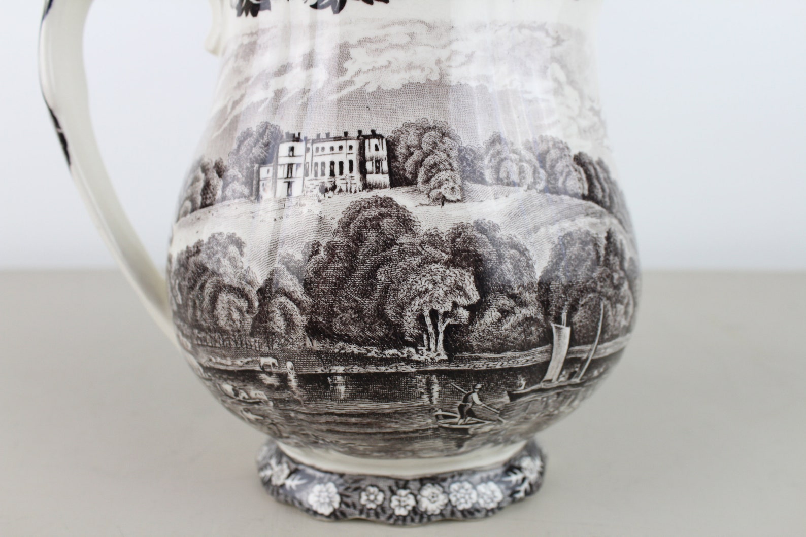 Palissy Pottery Pitcher Brown White England Park Place Henley Thames ...