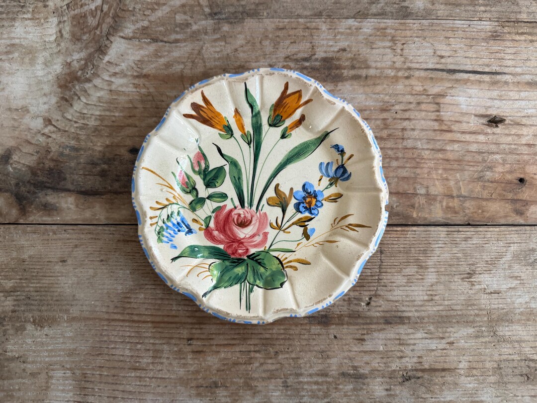 Vanro Italy Floral Scalloped Edge Majolica Pottery Plate 6" Plate - Etsy