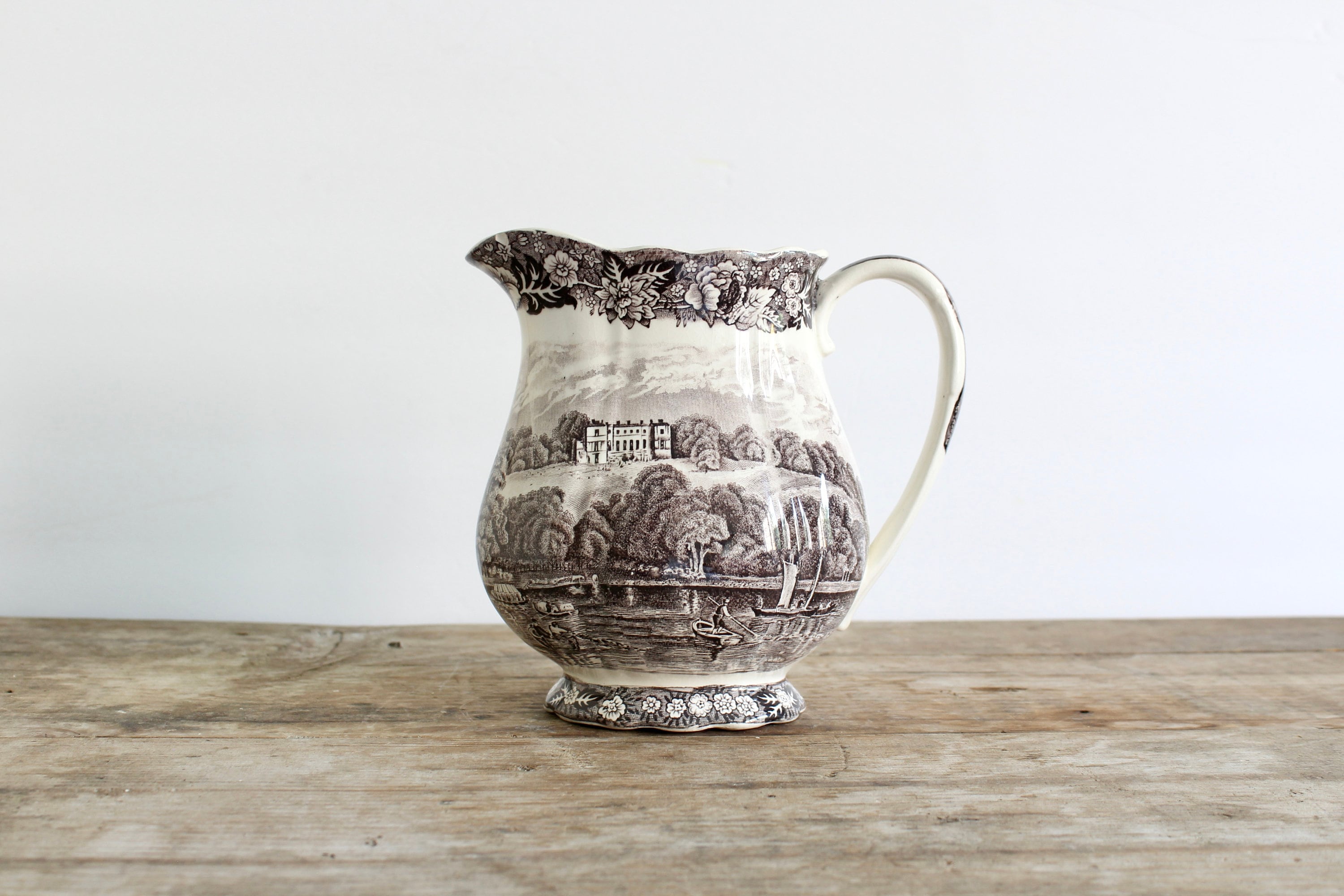 Palissy Pottery Pitcher Brown White England Park Place Henley Thames ...