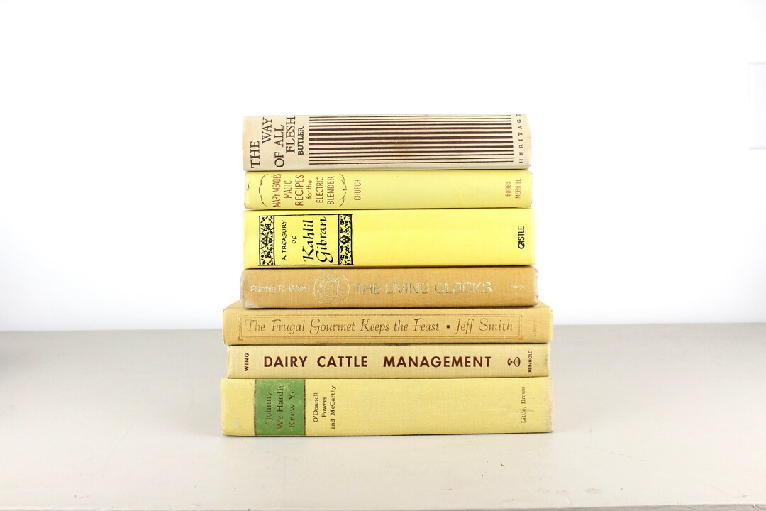 Yellow Stack of 7 Vintage Stack of Staging Books Color Book Bundle ...