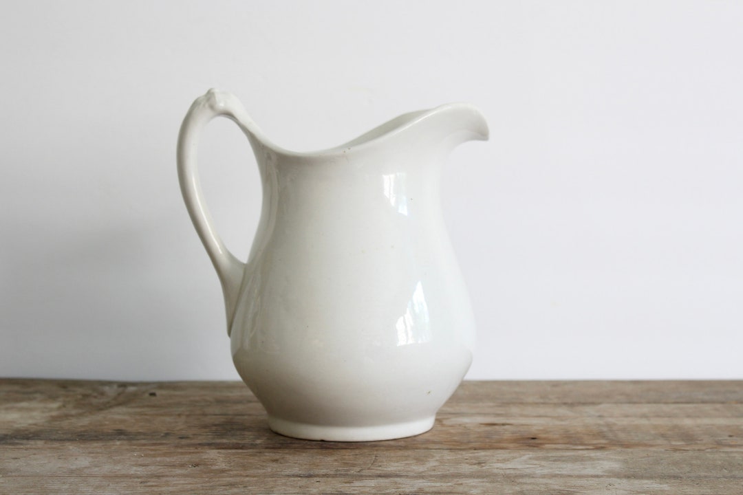 Warranted Ironstone White Pitcher Antique Aged - Etsy