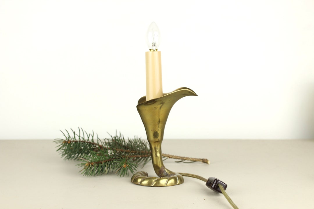 Calla Lilly Brass Candlestick Lamp Antique Vintage Lily Light - Etsy