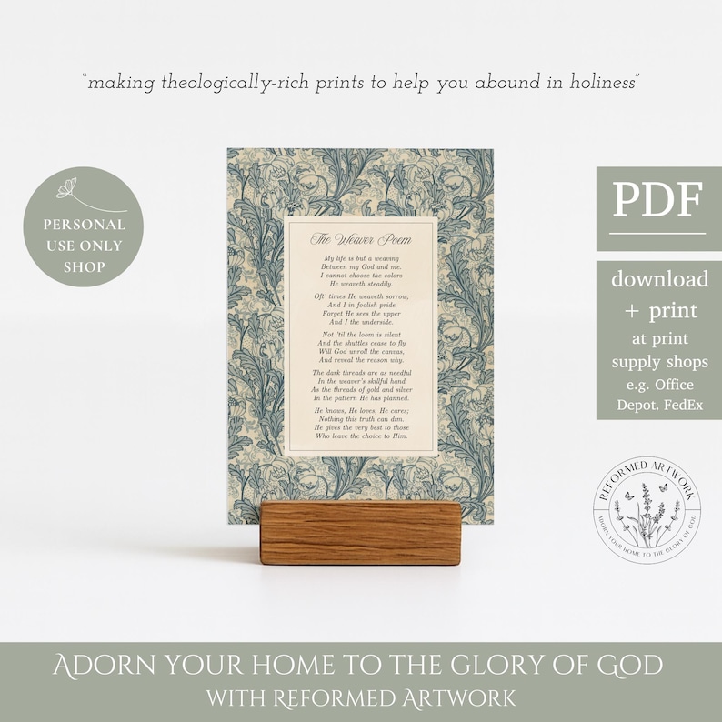 The Weaver Poem / the Tapestry Poem Christian Poetry Print Christian ...
