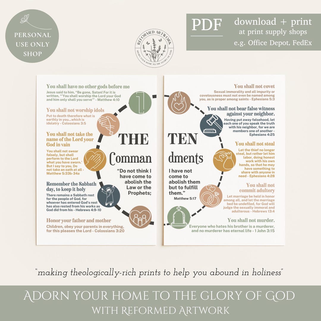 10 Commandments Posters Kids Scripture Memorization Sunday School ...