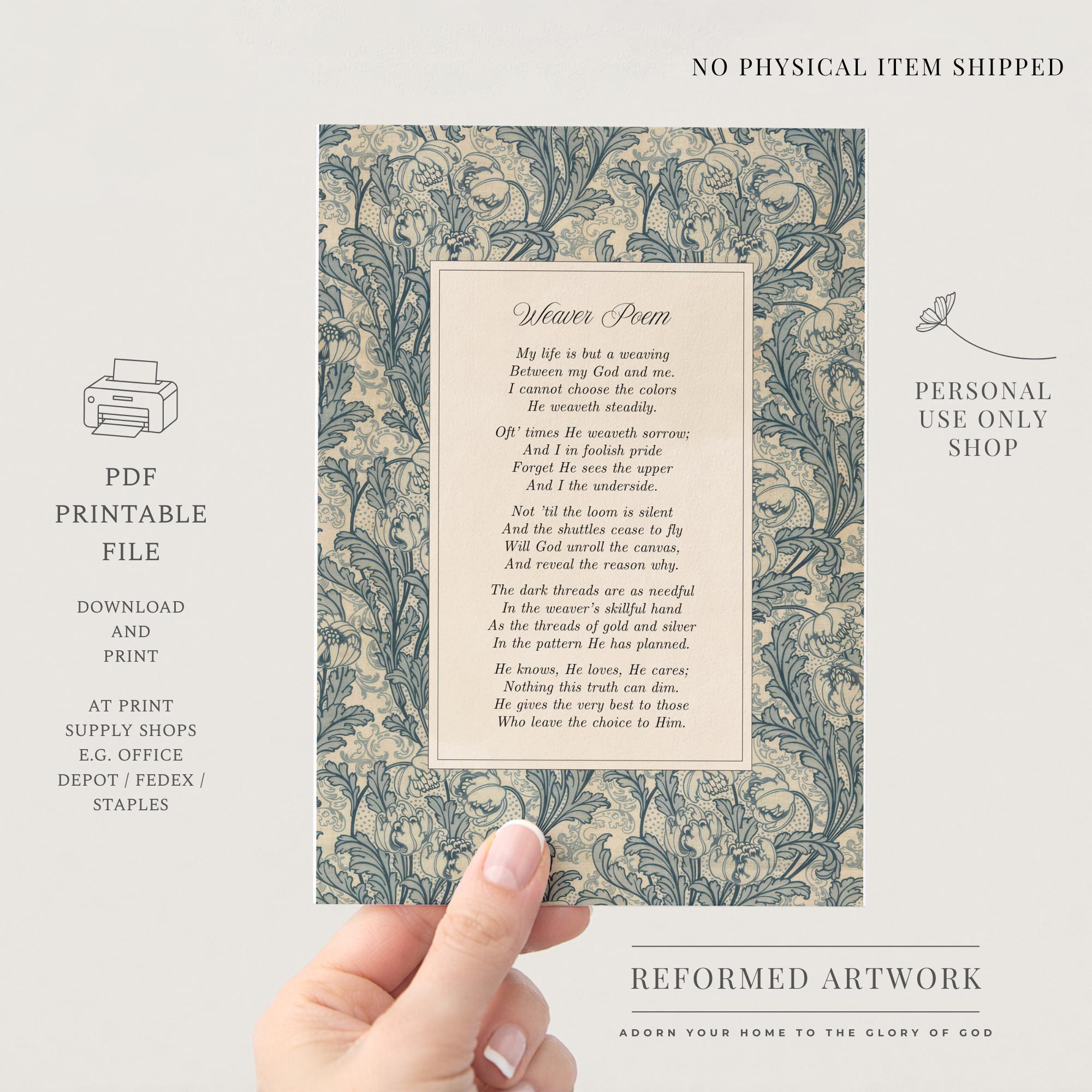 The Weaver Poem / the Tapestry Poem Christian Poetry Print Christian ...