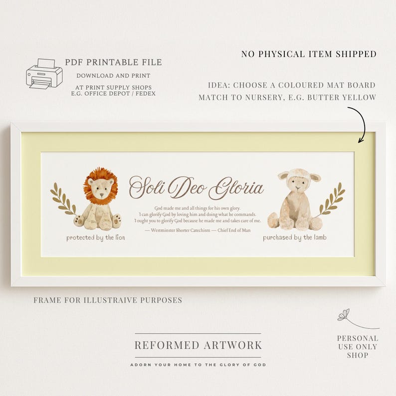 SOLI DEO GLORIA Poster Printable Panoramic 30x10" Reformed Theology ...
