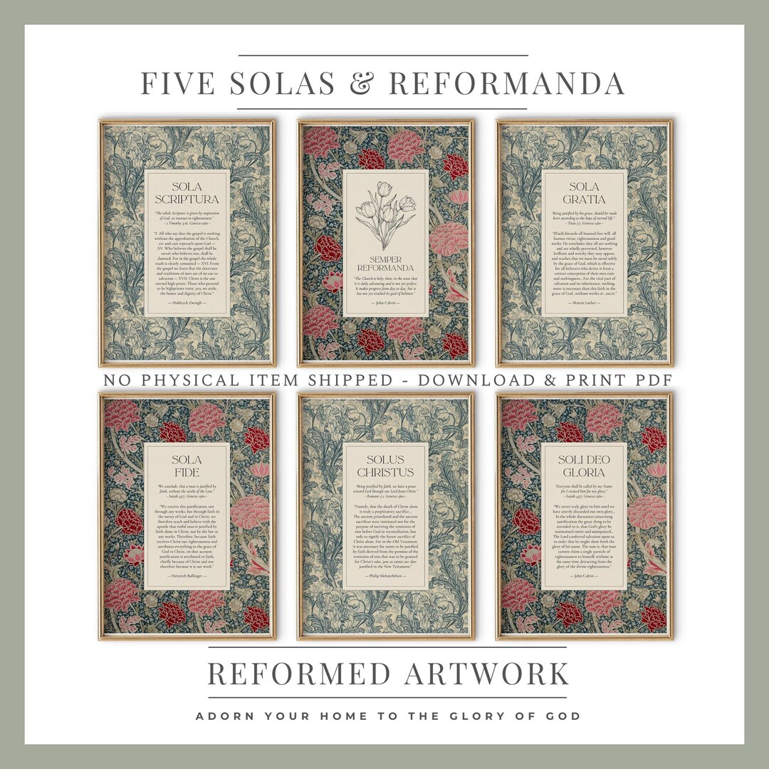 Five Solas Embroidery Protestant Reformation Artwork Theologian Poster ...