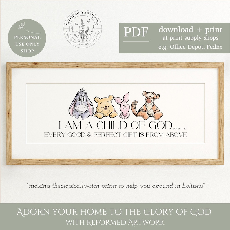 Christian Winnie the Pooh Bible Verse Print for Nursery Wall Scripture ...