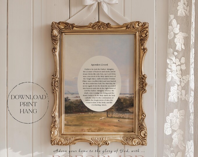 Apostles Creed Wall Art | Vintage Christian Wall Art Printable ...