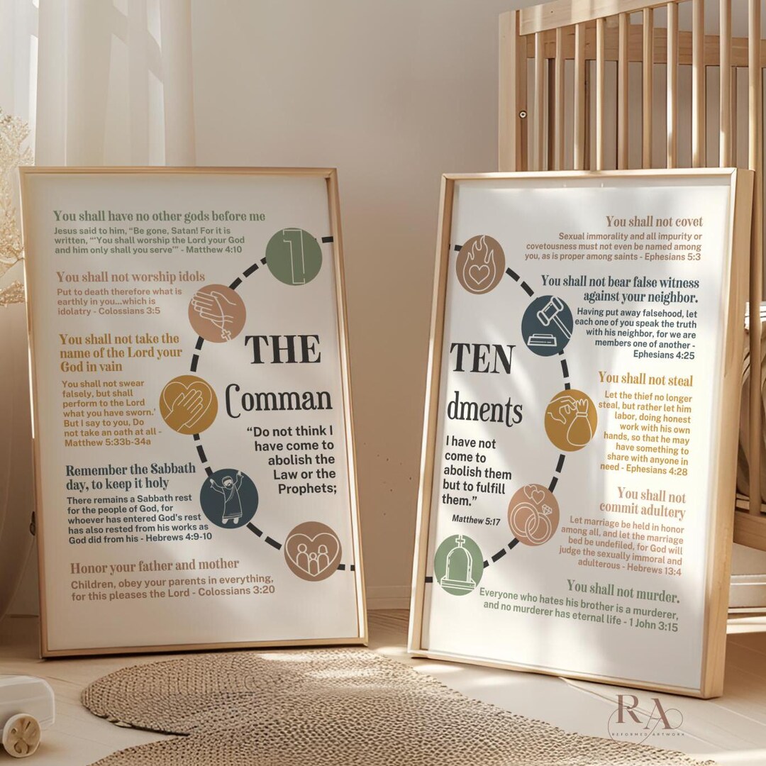10 Commandments Posters | Kids Scripture Memorization | Sunday School ...