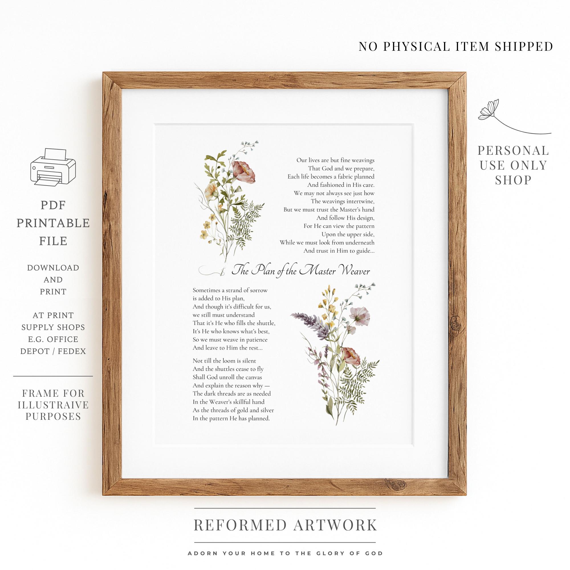 The Plan of the Master Weaver Poem Christian Poetry Print Christian ...
