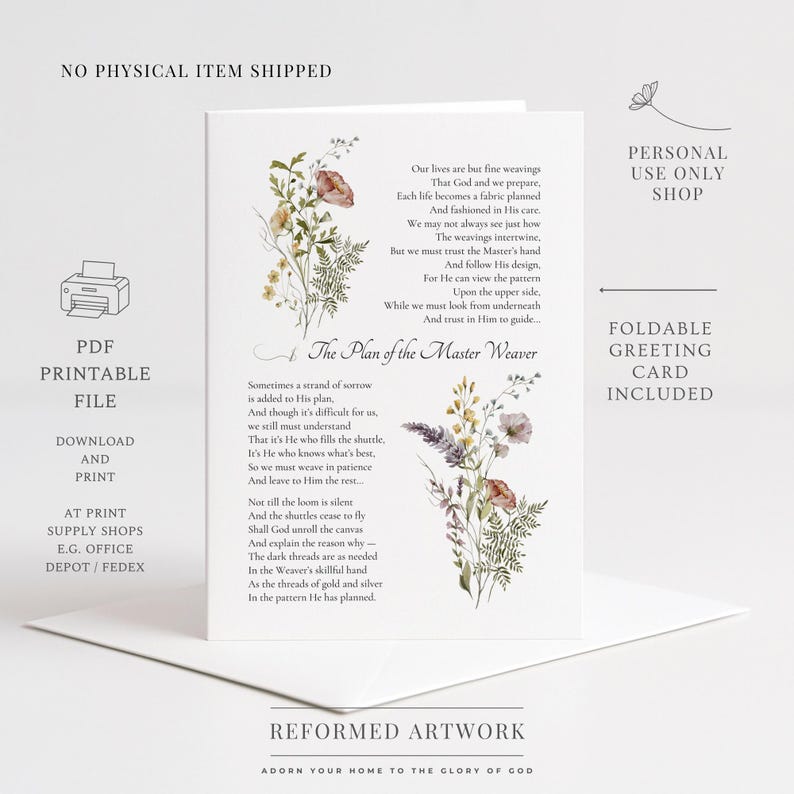 The Plan of the Master Weaver Poem Christian Poetry Print Christian ...
