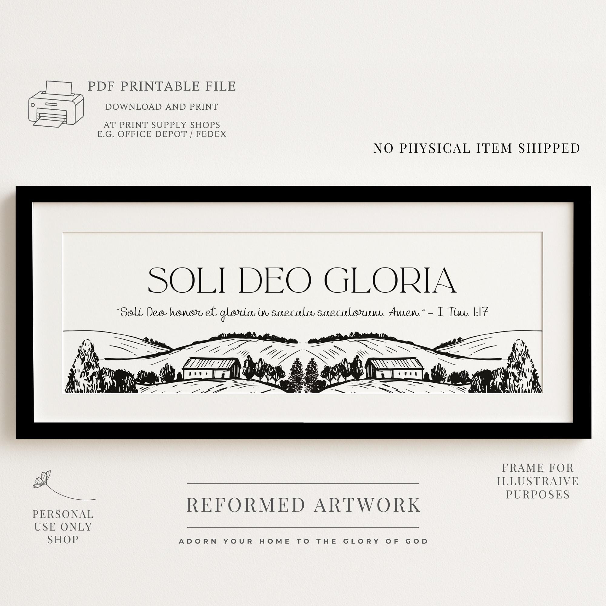 SOLI DEO GLORIA Poster Printable Panoramic 30x10" Reformed Theology ...