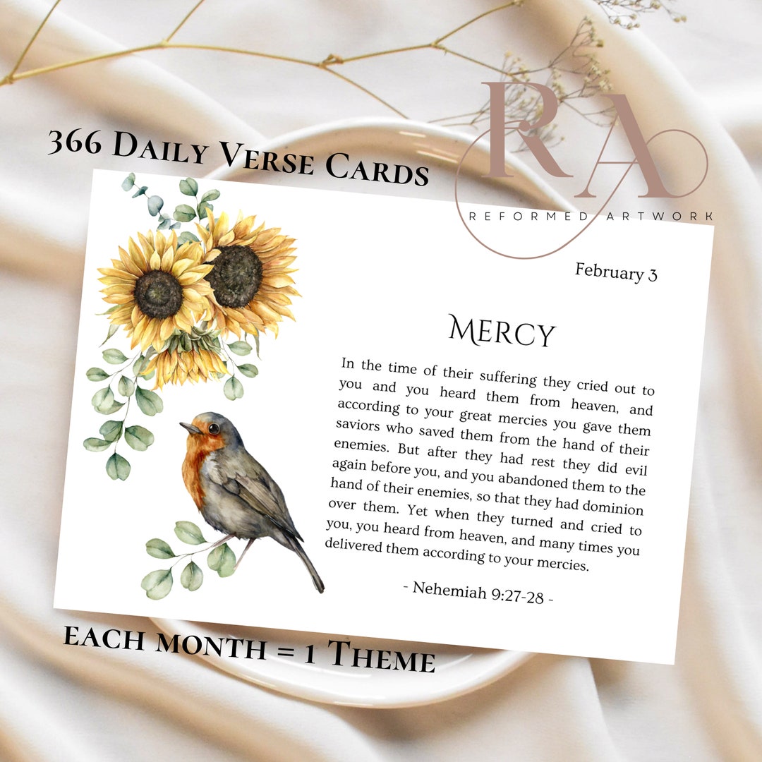 365 Bible Verse Themed Bible Study Printable Scripture Verse Cards ...