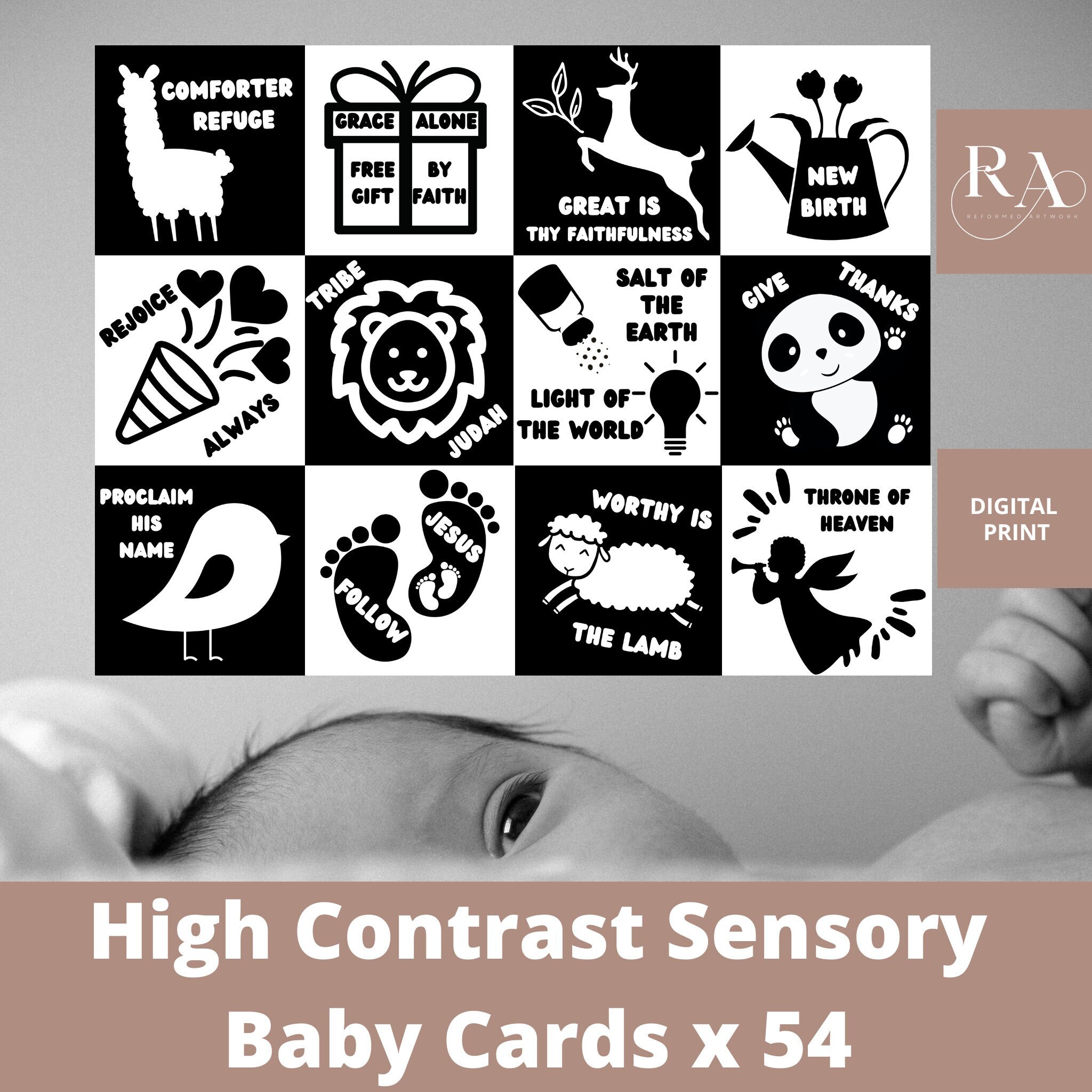 Bible High Contrast Cards / Baby Sensory Flash Cards Christian Sensory ...