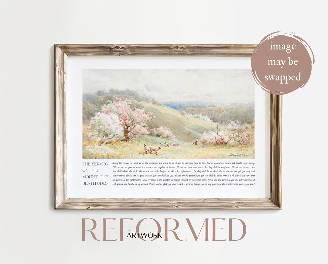 Beatitudes Print: Sermon on the Mount Art, Matthew 5 - Blessed Are the ...