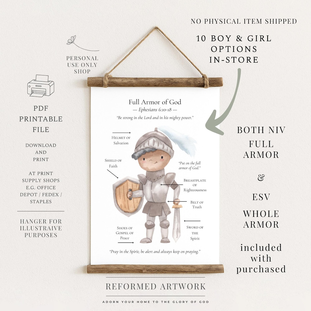 Ephesians 6:10-18 Full Armor of God Reformed Artwork Christian ...