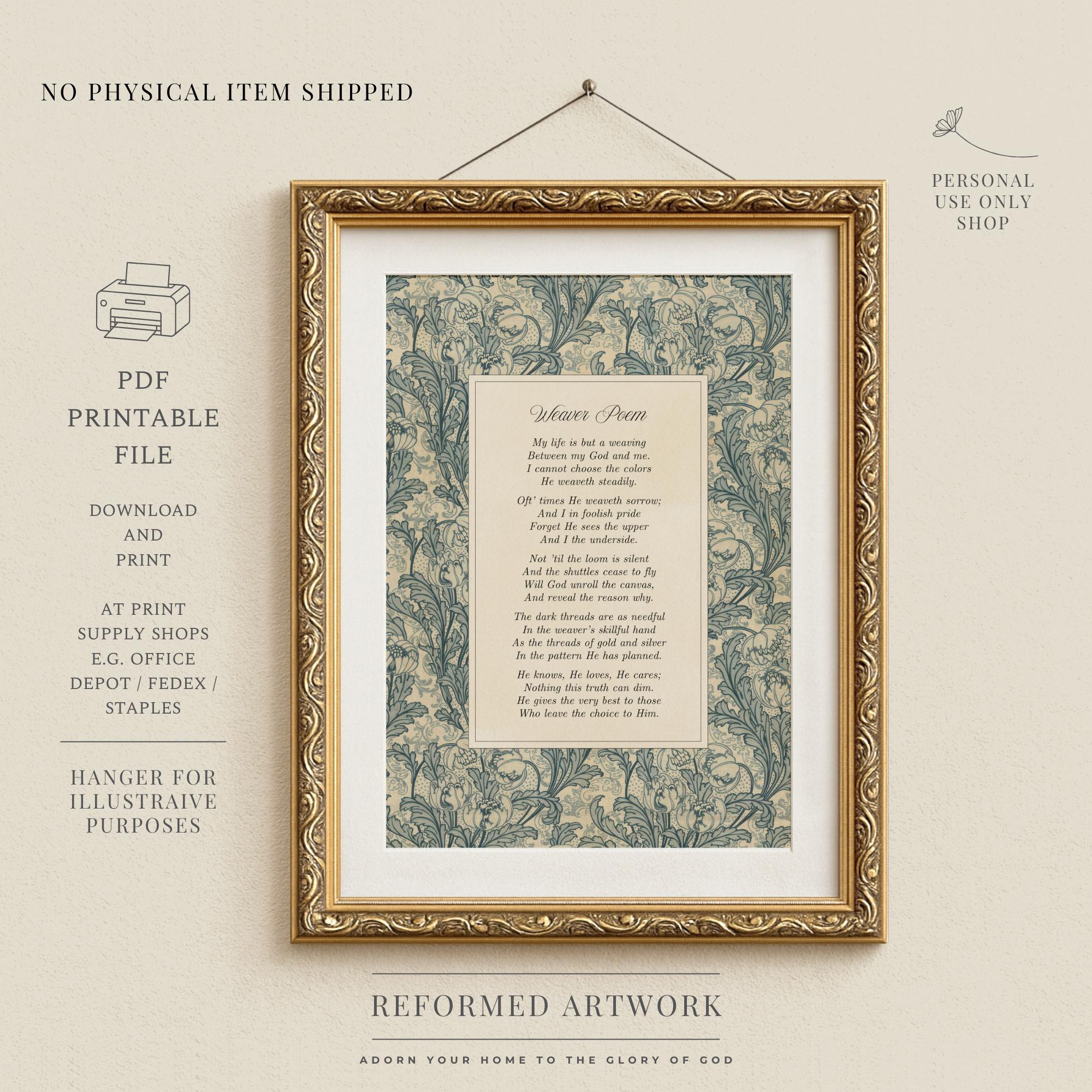The Weaver Poem / the Tapestry Poem Christian Poetry Print Christian ...
