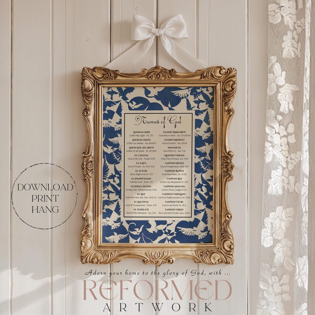 Hebrew Names of God Wall Art | Theology Wall Hanging | Attributes of ...
