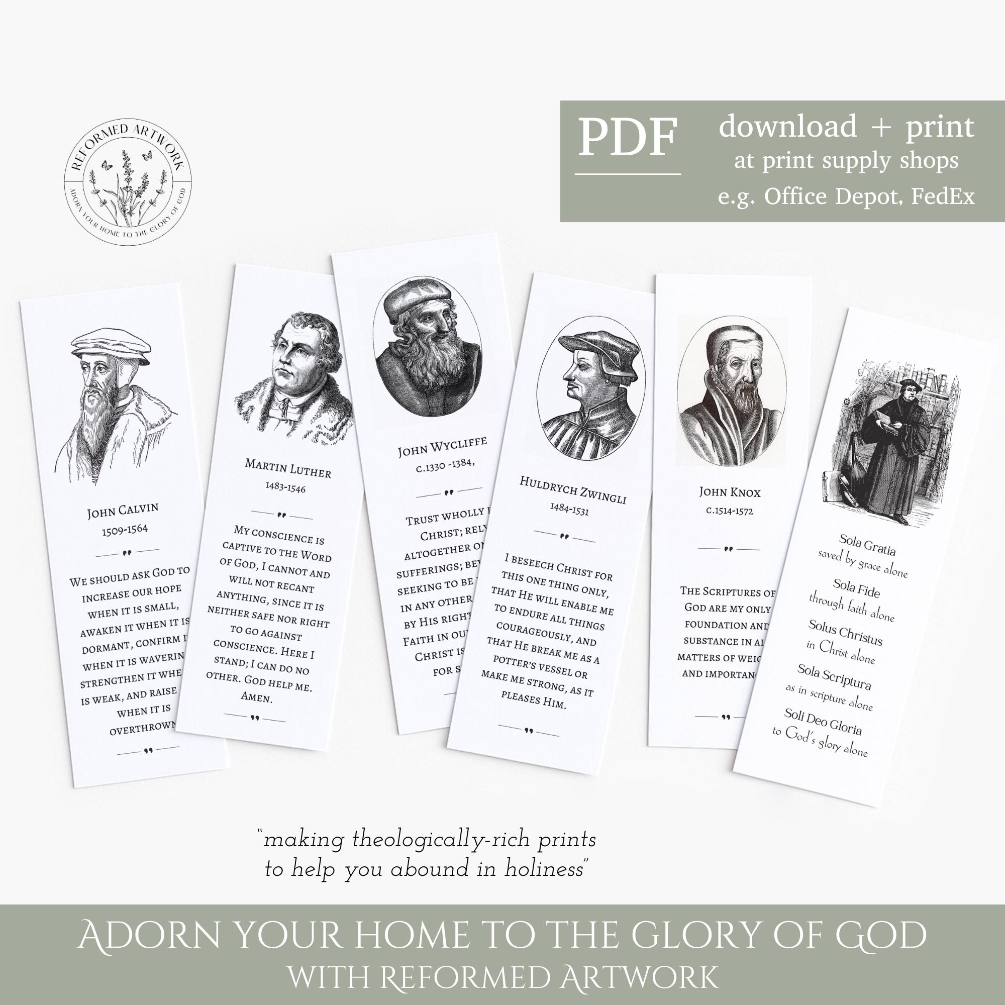 Reformed Theology Bookmarks Printable 5 Solas of the Reformation Day ...