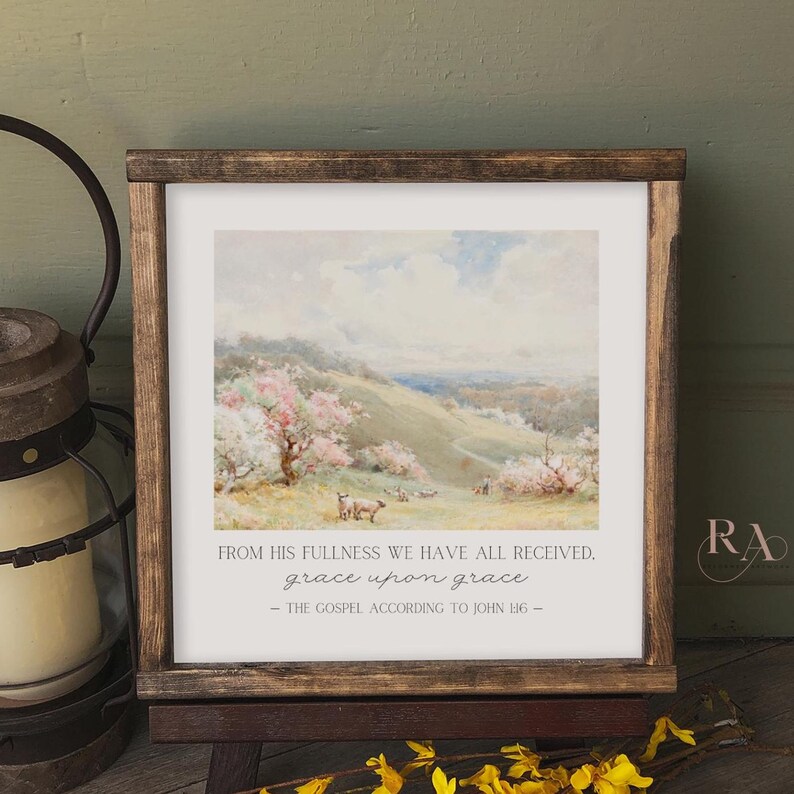 Grace Upon Grace Gospel of John Art Christian Wall Art Christian Home ...