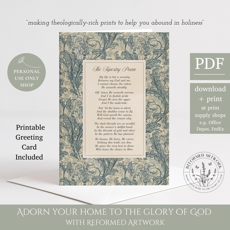 The Weaver Poem / the Tapestry Poem Christian Poetry Print Christian ...
