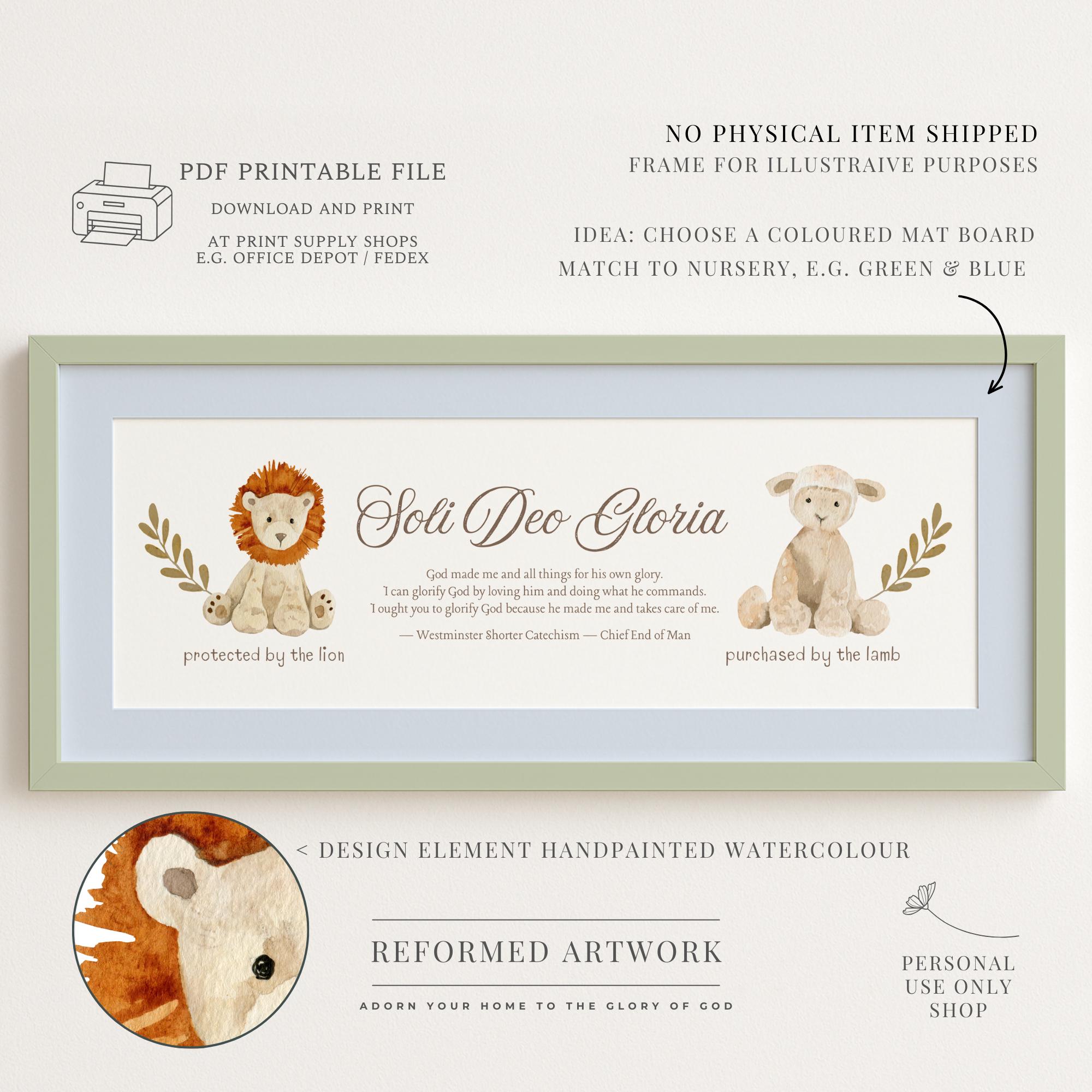 SOLI DEO GLORIA Poster Printable Panoramic 30x10" Reformed Theology ...