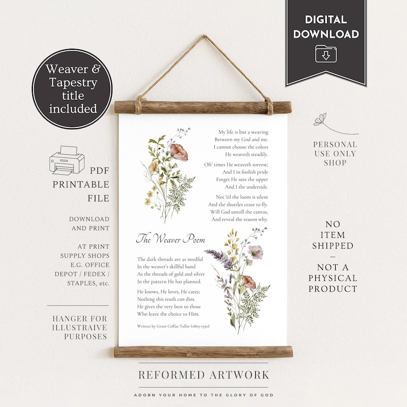 The Weaver Poem / the Tapestry Poem Christian Poetry Print Christian ...