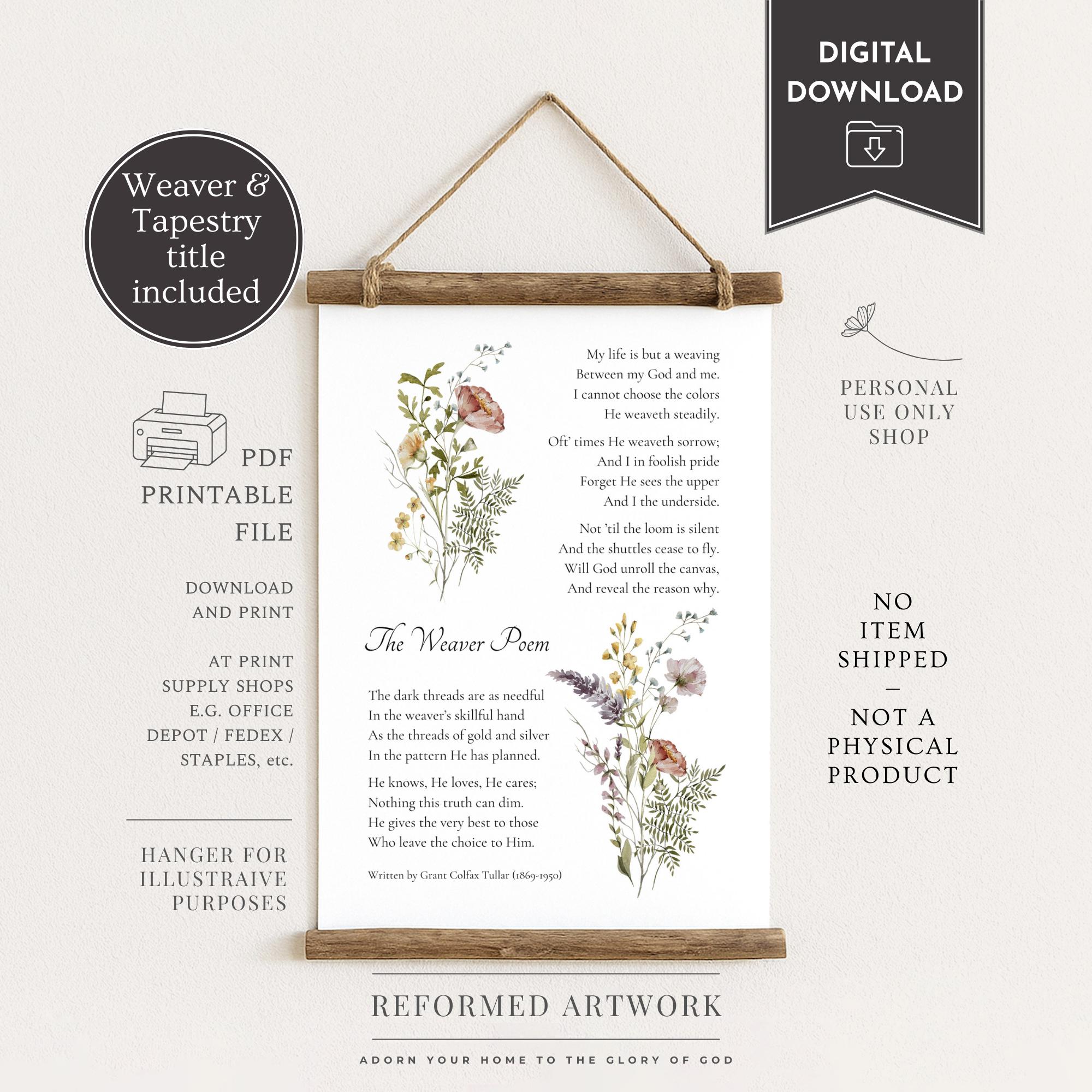 The Weaver Poem / the Tapestry Poem Christian Poetry Print Christian ...