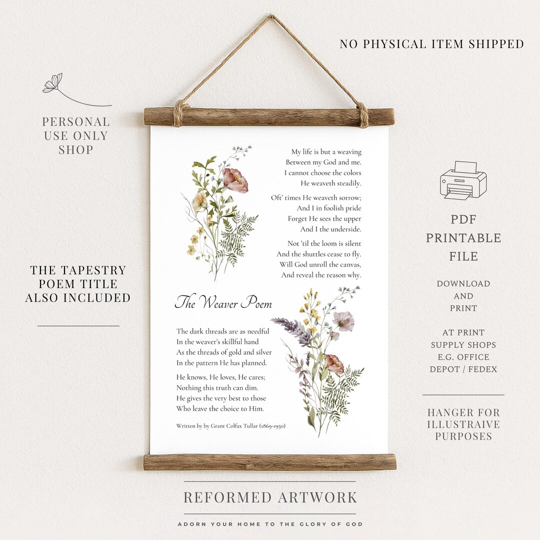 The Weaver Poem / the Tapestry Poem Christian Poetry Print Christian ...