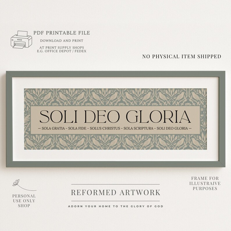 SOLI DEO GLORIA Poster Printable Panoramic 30x10" Reformed Theology ...